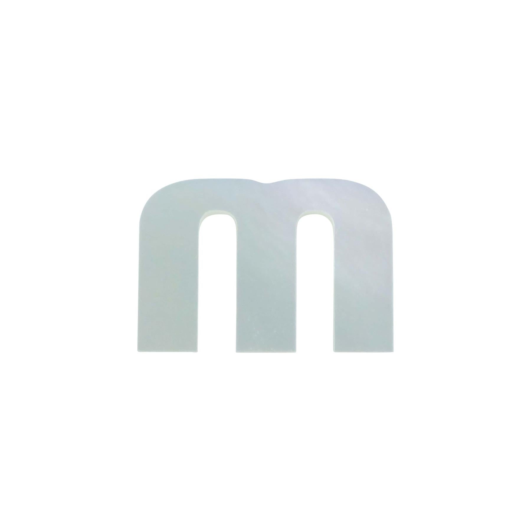 White Mother of Pearl Erte Letter Inlay Lower Case M - ~15mm, Lower Ca ...