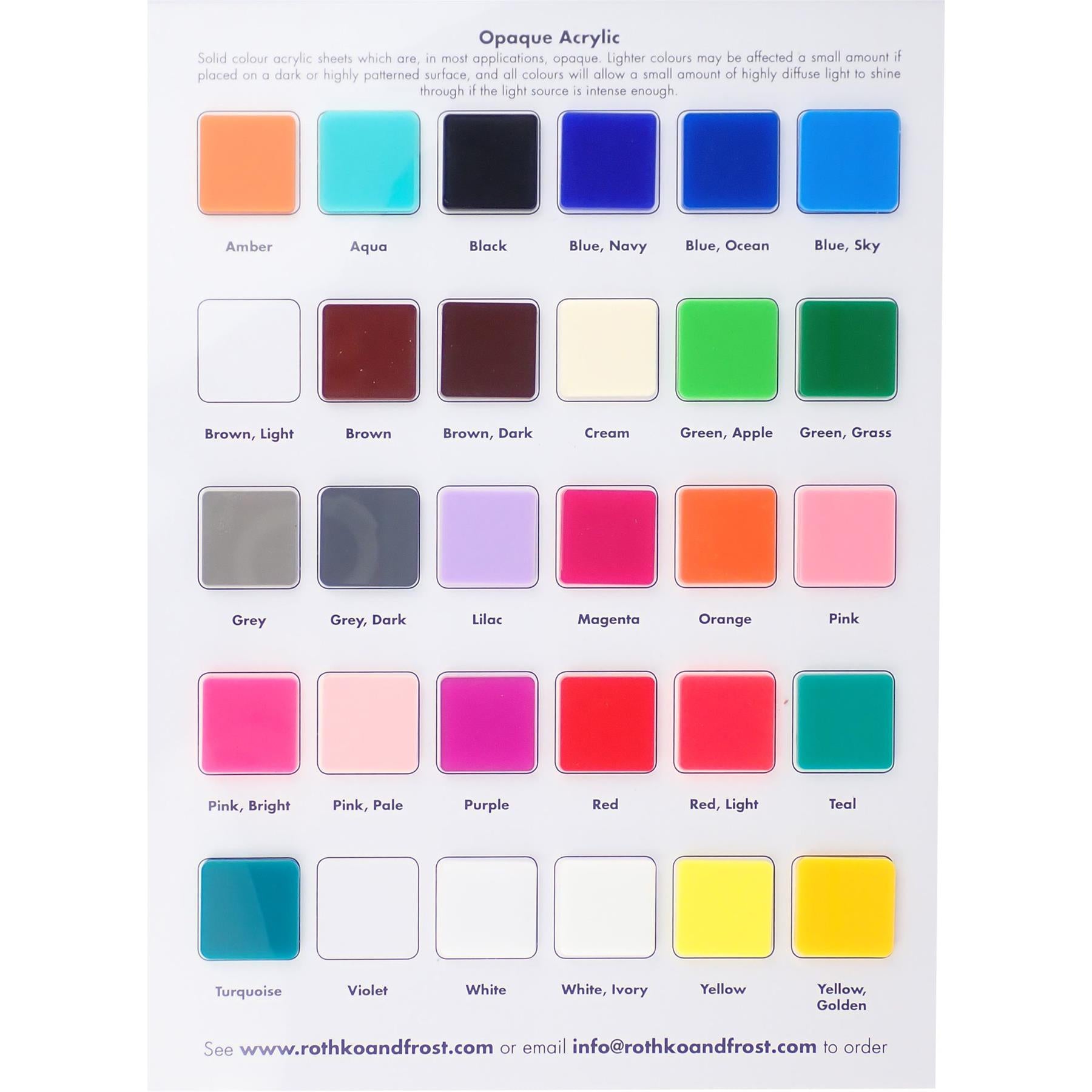 Opaque Acrylic Swatch Page – Rothko and Frost