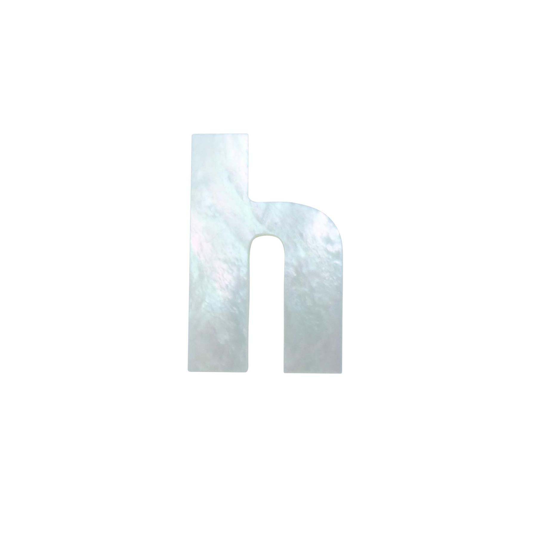 White Mother of Pearl Erte Letter Inlay Lower Case H - ~15mm, Lower Ca ...