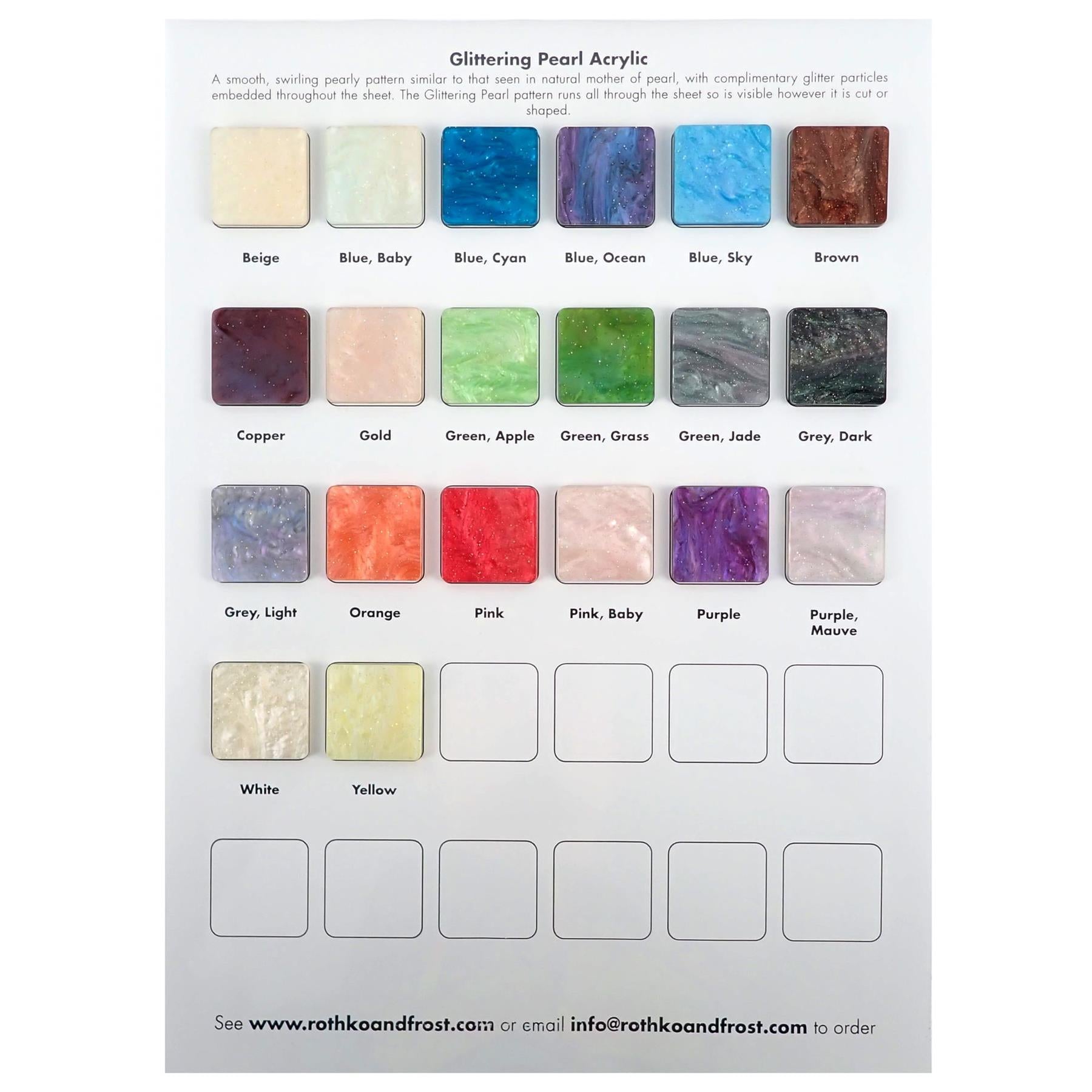 Glittering Pearl Acrylic Swatch Page – Rothko and Frost